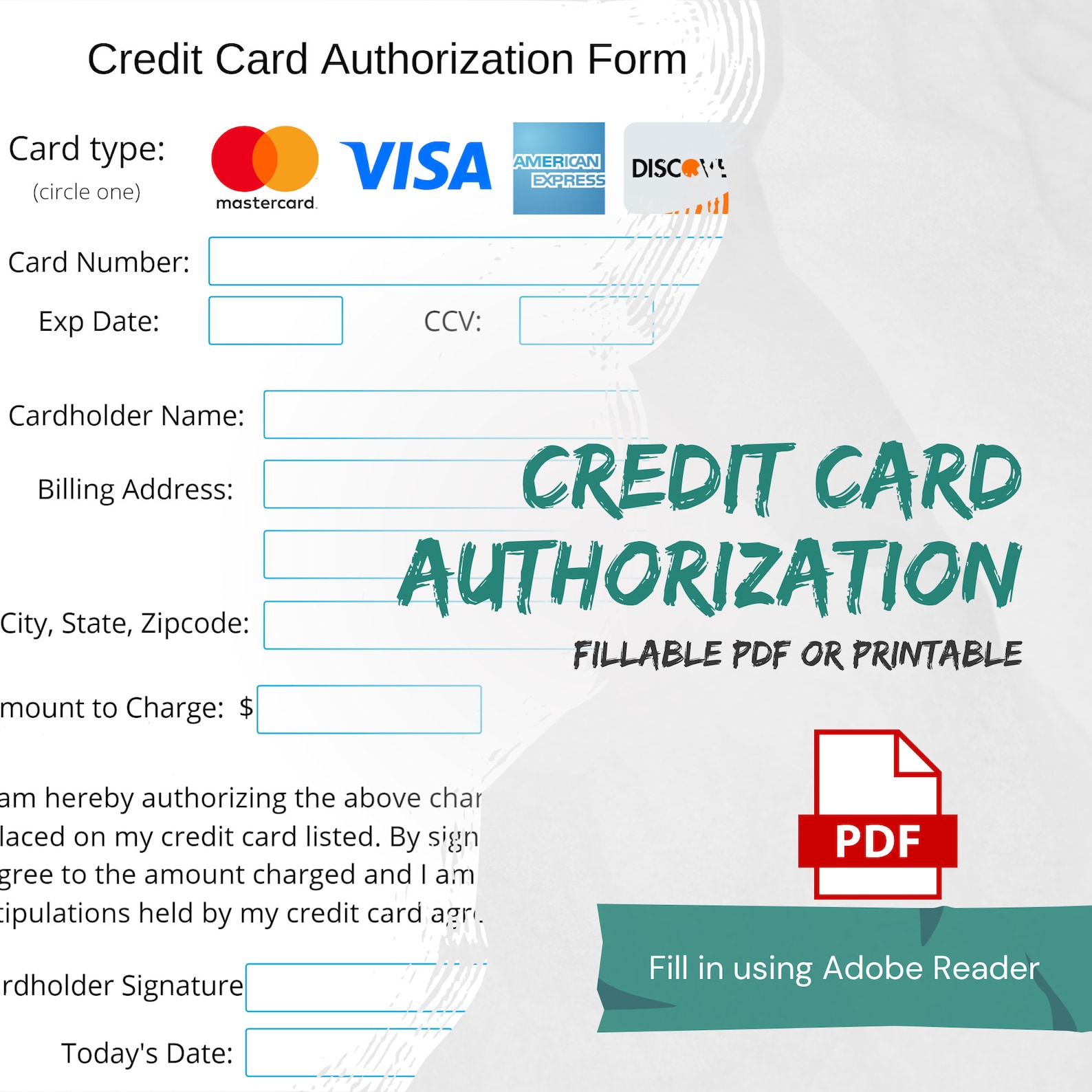 Simple Credit Card Authorization Form V2 | Travel Agent | Retail ...