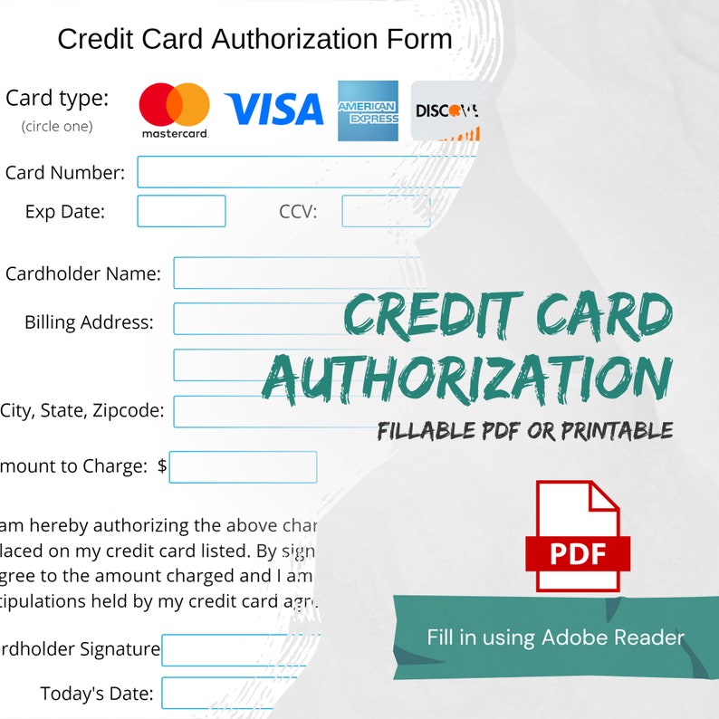 Simple Credit Card Authorization Form V2 | Travel Agent | Retail ...