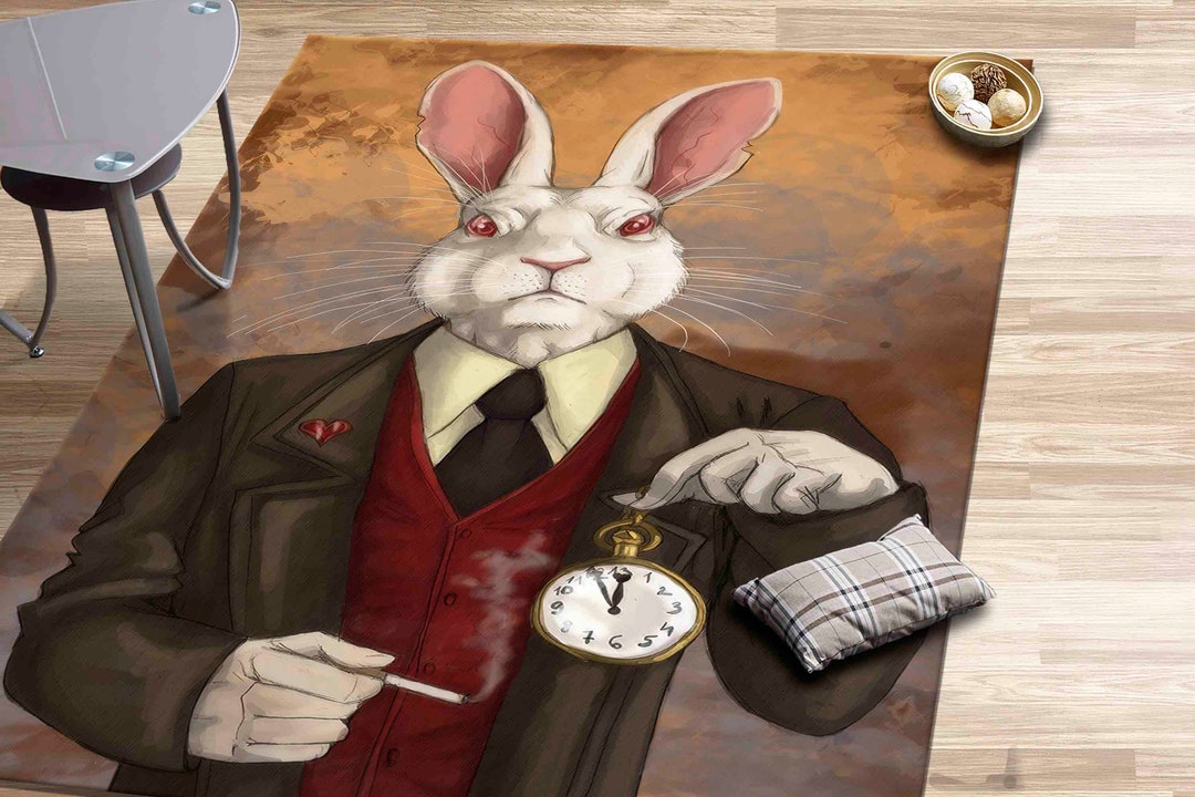 Mr. Rabbit Rugs, White Rabbit Rug, Modern Rug, Animal Rug, Office Decor ...