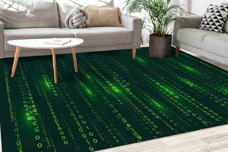 Binary Code Rugs Computer Science Rugs Black and Green Rug - Etsy