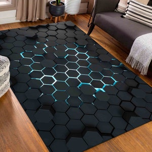 3d Effect Black Geometric Shapes Rugs, Modern Rug, Geometric Shapes ...