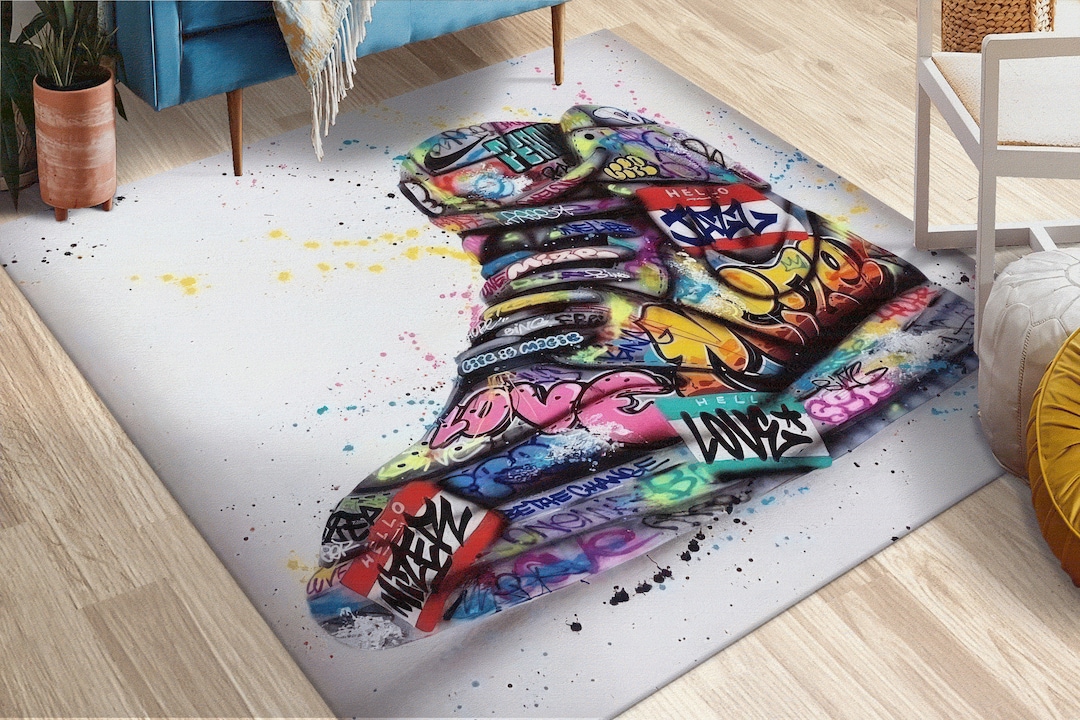 Sneakers Graffiti Rugs, Colorful Sneakers Rugs, Abstract Rugs, Graffiti ...
