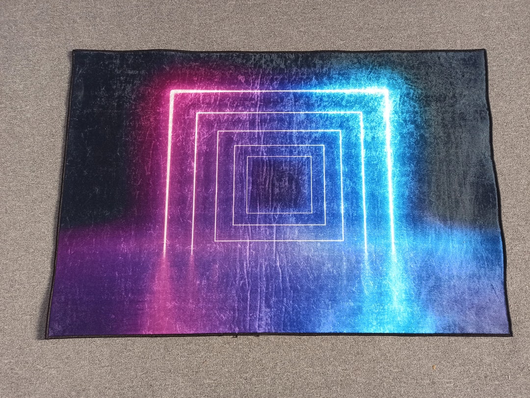 Neon Light Rugs, Light Portal Rug, Tunnel Neon Lights Rug, Laser Lines ...
