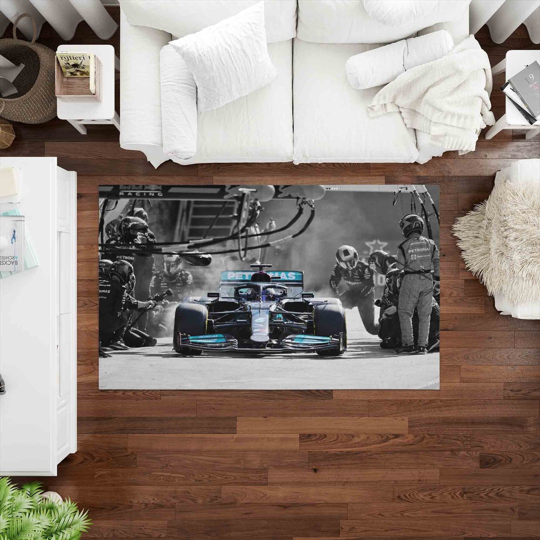 Entryway Rug, Mercedes Bolid Rug, Gym Rug, Lewis Hamilton in the Pits ...