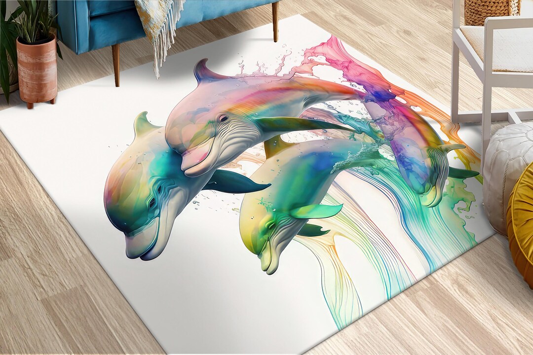 Dolphin Rugs, Cute Dolphin Rug, Colorful Rug, Animal Rug, Customs Rug ...