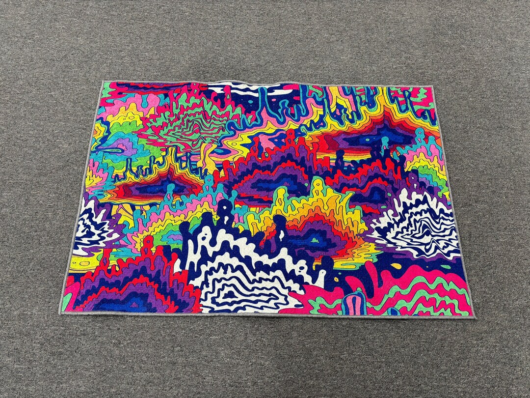 Psychedelic Tapestry Rug, Salon Rug, Modern Rug, Psychedelic Abstract ...