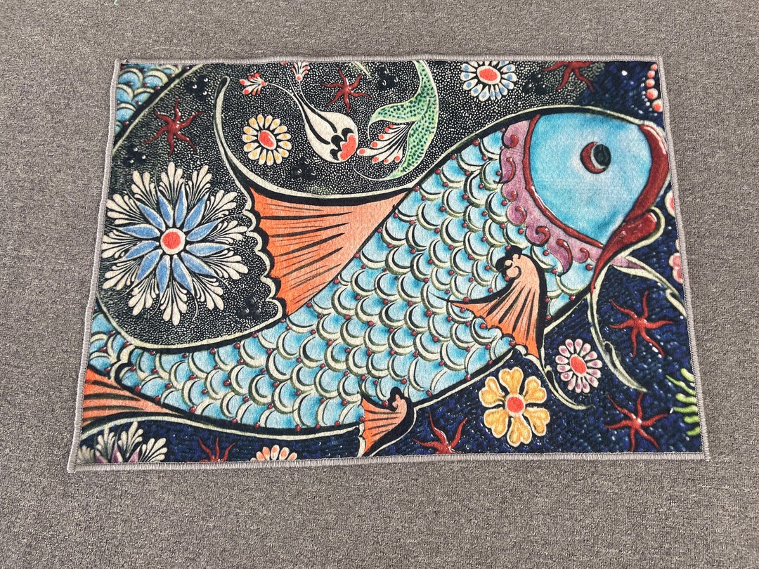 Mosaic Fish Effect Rugs, Thin Rugs, Animal Rugs, Bridesmaid Gift Rug ...