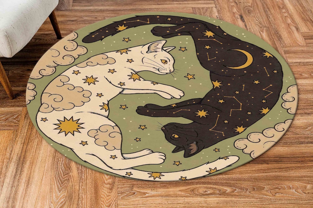 Cat Rugs, Round Rug, Circle Rugs, Animal Rug, Boho Rug, Luxury Rug ...