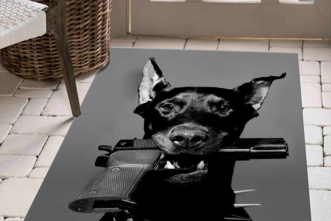 Area Rug, Soft Rugs, Black Dog and Gun Rug, Gun Rug, Step Rug, Popular ...