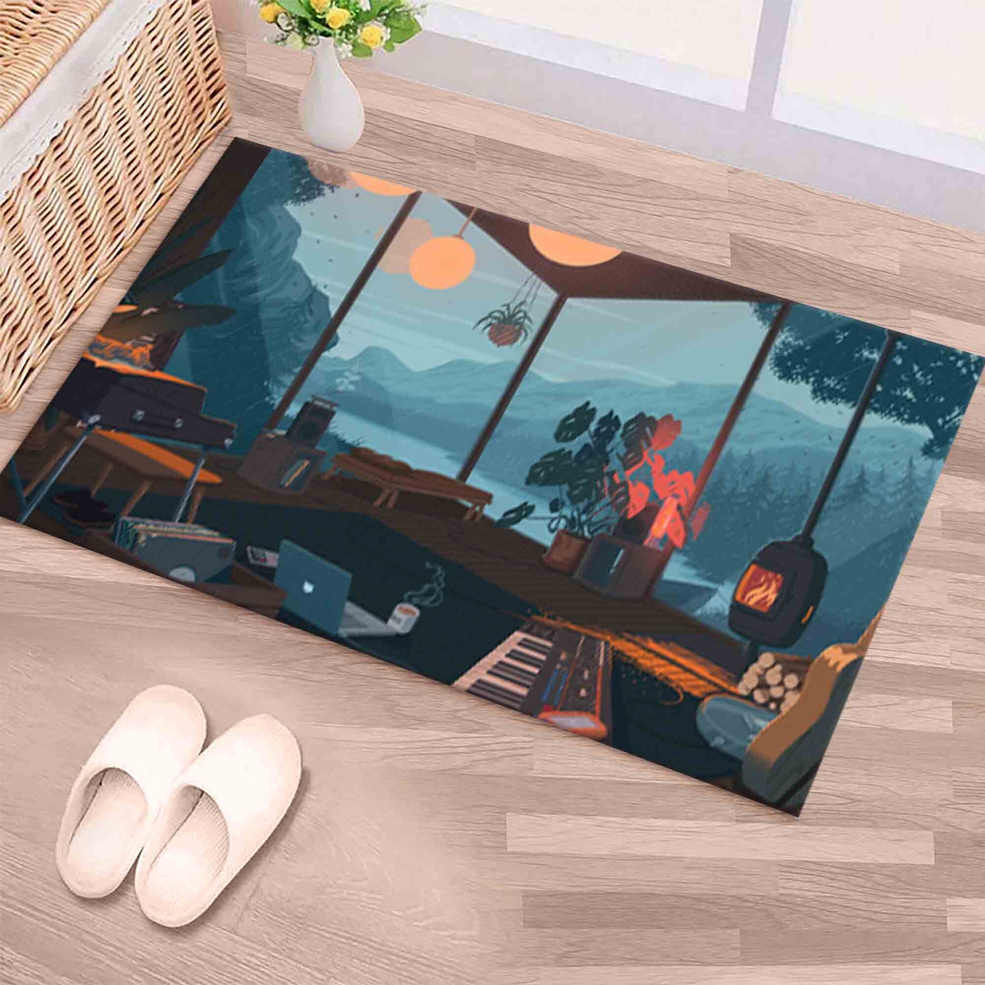Lo-fi Style Anime Room Rugs, Office Rug, Cute Rugs, Modern Rug, Anime ...