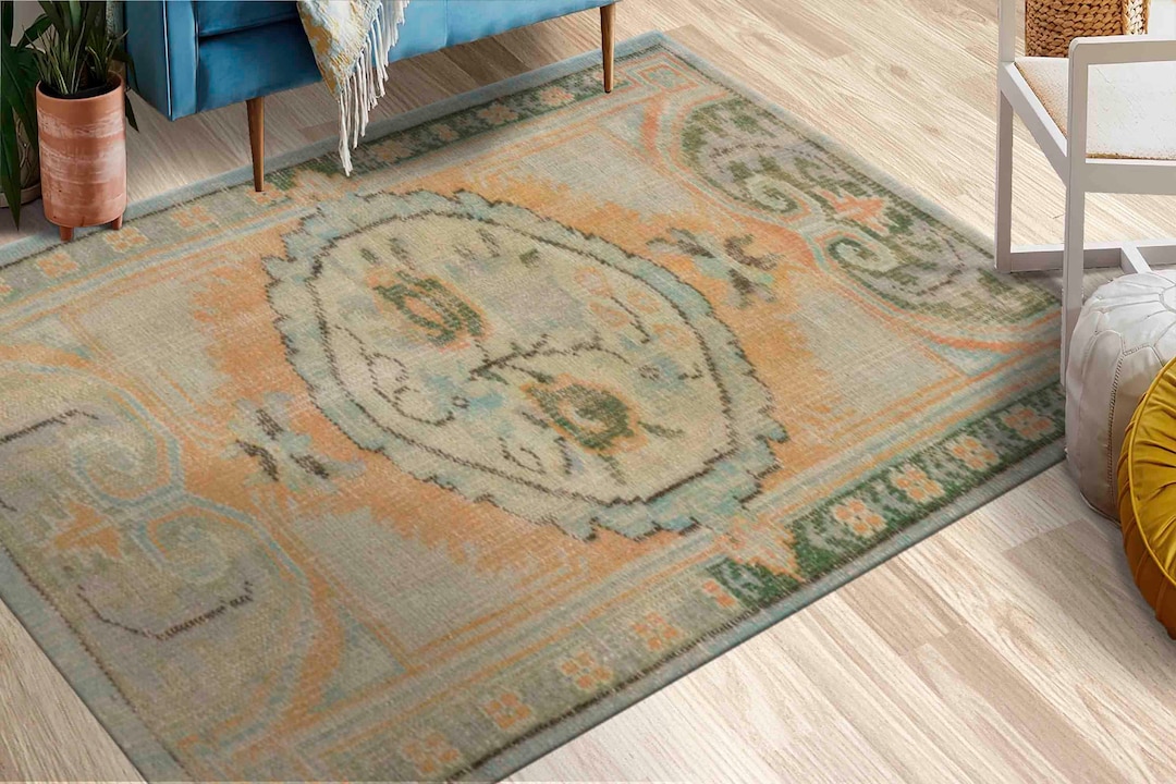 Green Rug, Muted Rugs, Floral Pattern Rugs, Bohemian Rug, Turkish Rug ...