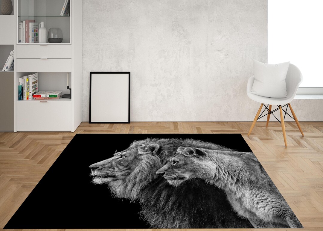 Lion Couple Rug, Lion Lover Gift Rug, Man Cave Rugs, Animal Rug ...