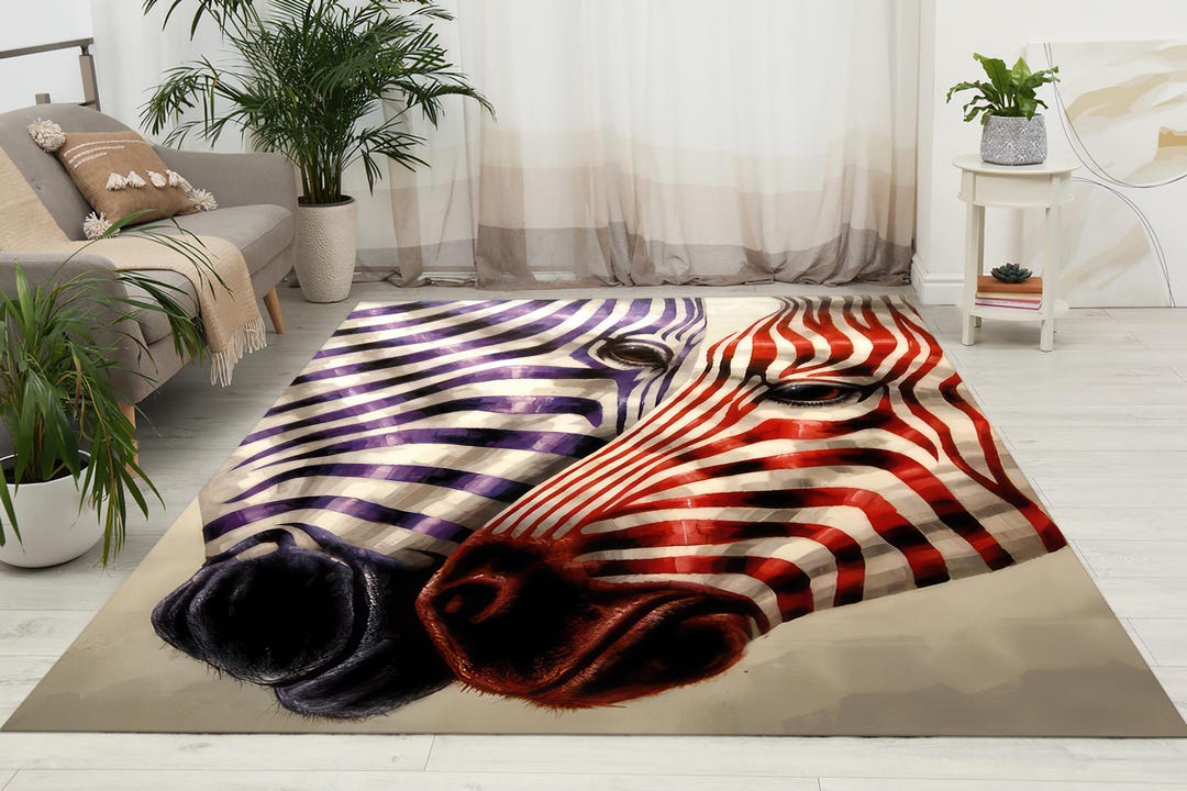 Family of Zebra Rugs, Red Rug, Zebra Rug, Lover Rug, Animal Rug ...