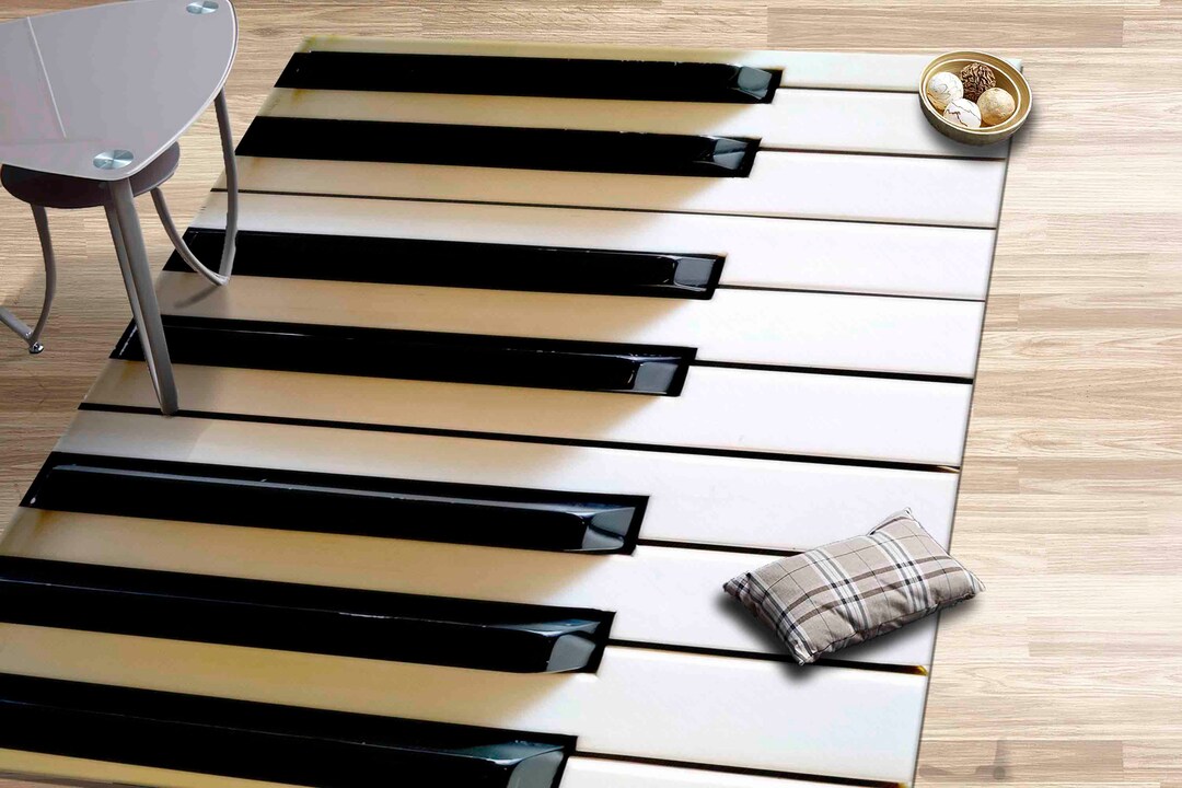Piano Keys Rug, Black Rug, Piano Rugs, Music Rugs, Music Room Rug, Soft ...