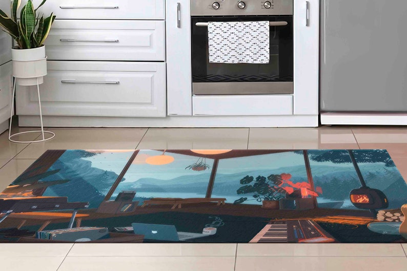 Lo-fi Style Anime Room Rugs Office Rug Cute Rugs Modern - Etsy