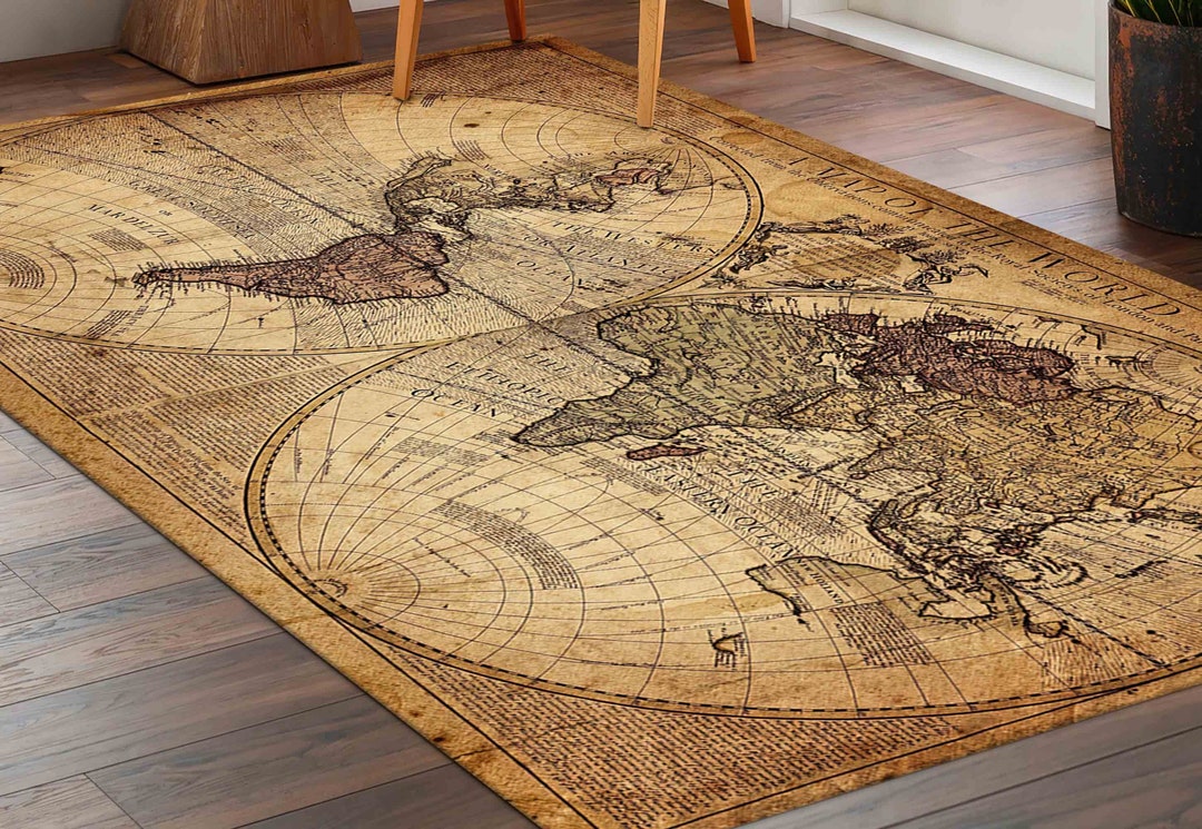 Vintage Rug Soft Rug Vintage World Map Rug Large Rug Old - Etsy