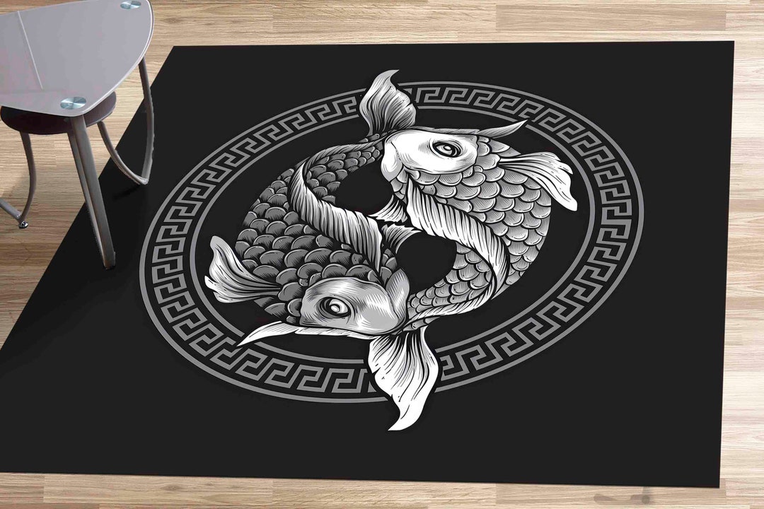Koi Fish Rug, Japanese Rug, Zen Rugs, Modern Rug, Decorative Rug ...