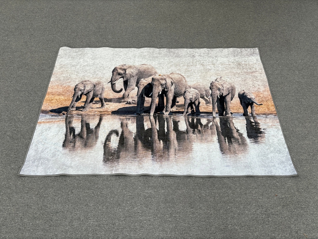 Big African Elephants Rugs, Elephant Family Rugs, Farmhouse Rug, Animal ...