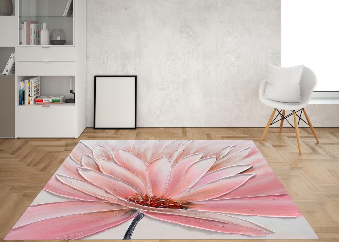 Pink Flower Rug, Luxury Rug, Modern Rugs, Floral Rugs, Art Rug, Lounge ...