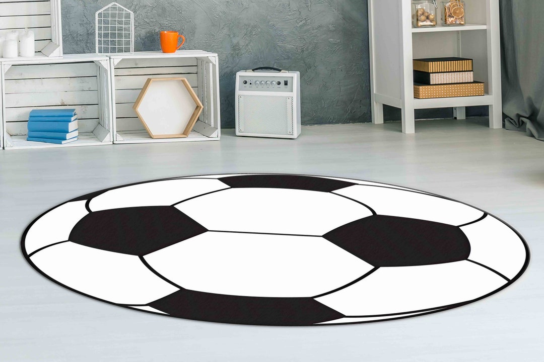 Soccer Ball Rugs, Black and White Rugs, Round Rugs, Sport Rug, Custom ...