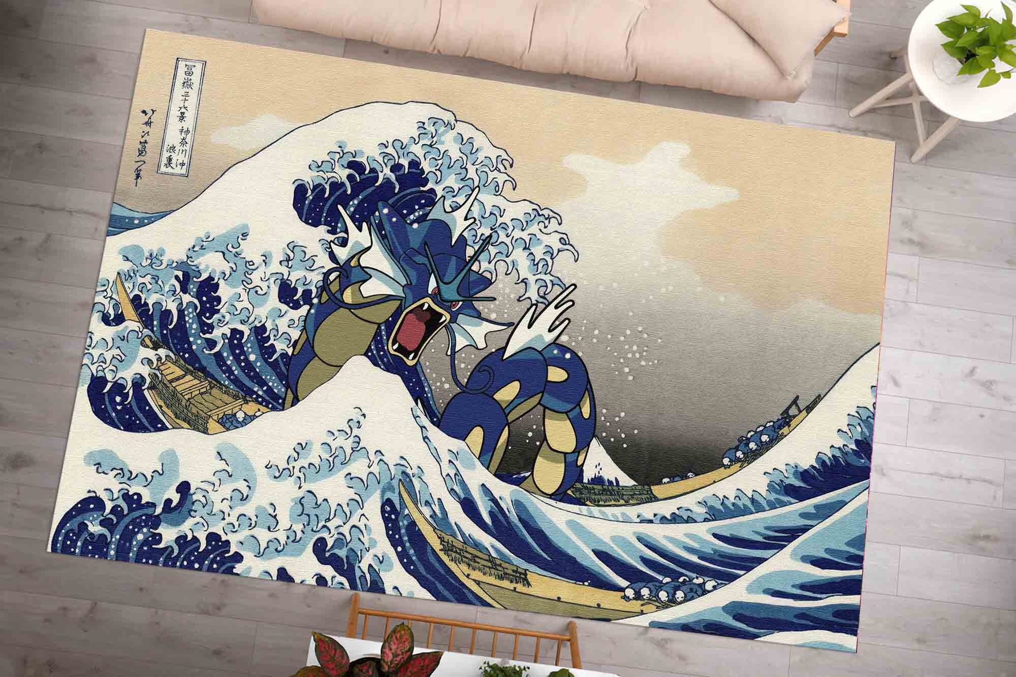 The Great Wave Rug Japanese Rug Wave off Kanagawa Rugs - Etsy