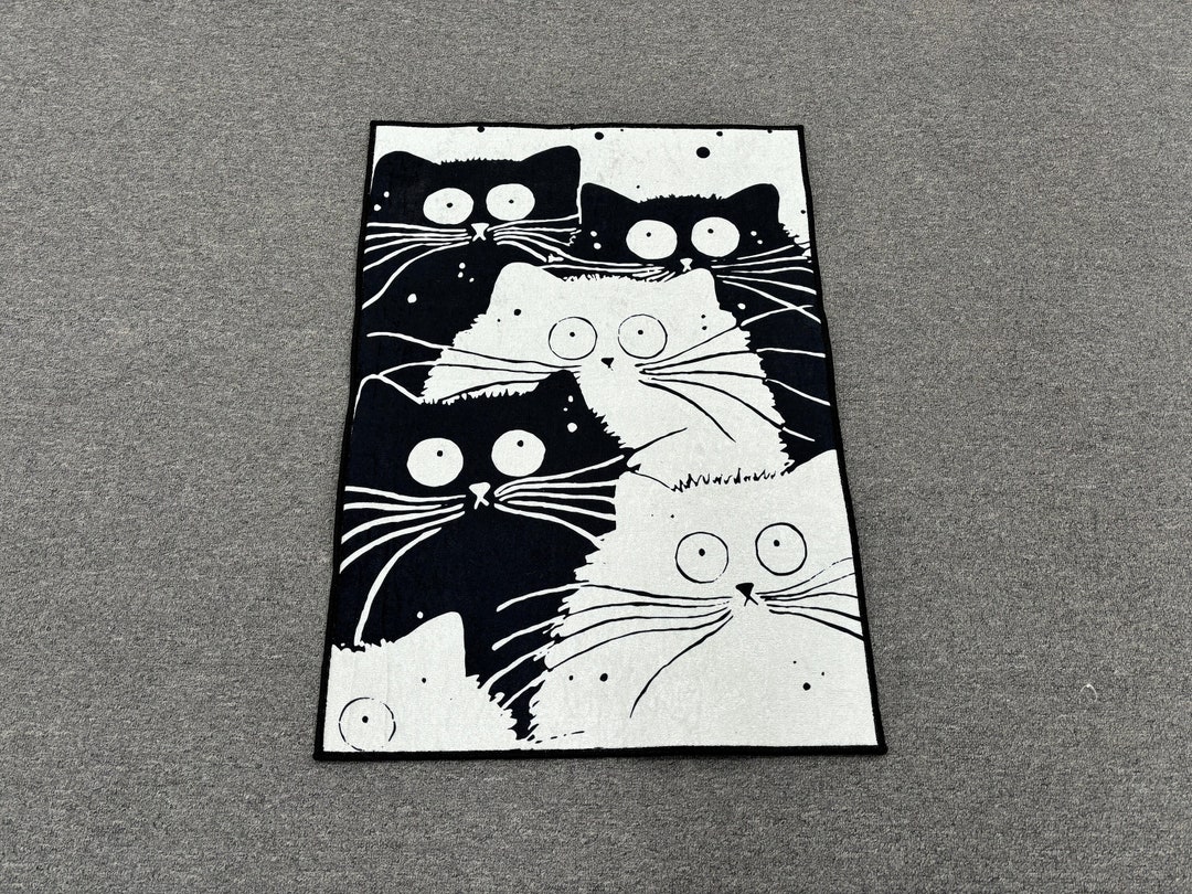 Abstract Cat Rug, Kitchen Rug, Front Door Rug, Abstract Cat Rug ...