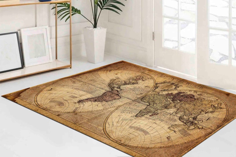 Vintage Rug Soft Rug Vintage World Map Rug Large Rug Old - Etsy
