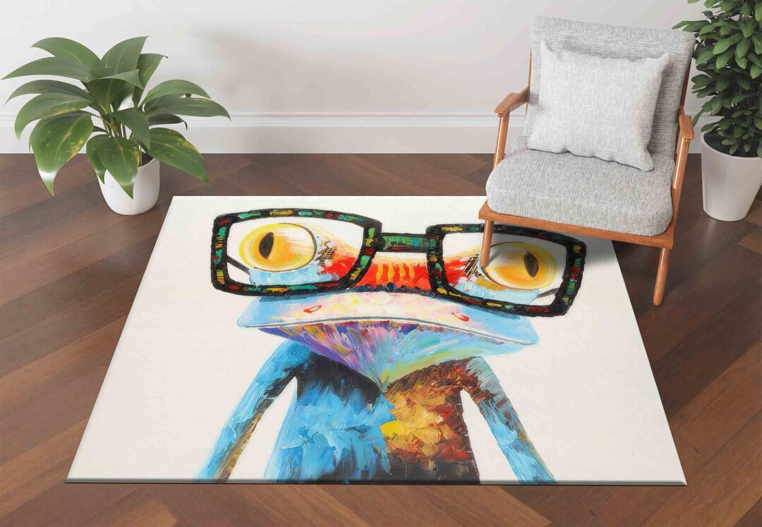 Pattern Rugs, Animal Rugs, Rainbow Frog With Glasses Rug, Soft Rug ...