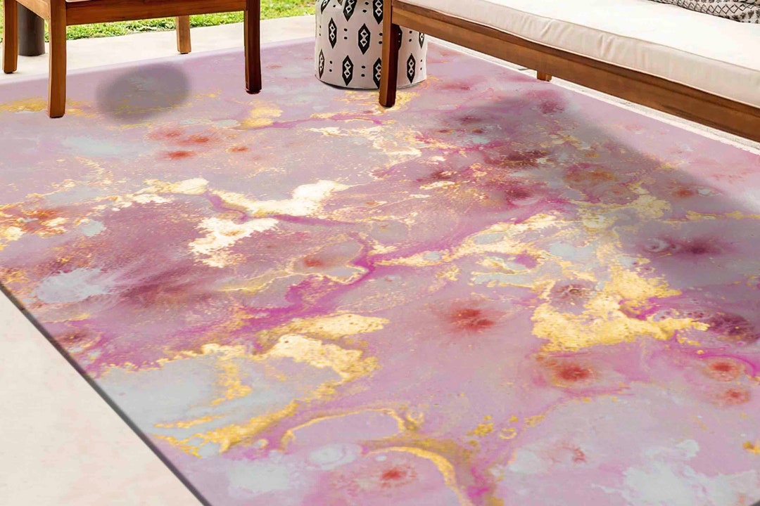 Pink Marble Rugs, Pink Rugs, Pink and Gold Marble Rug, Decorative Rugs ...