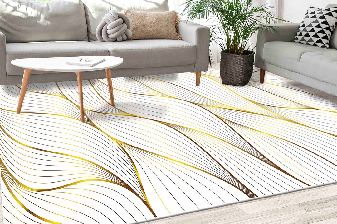 Golden Striped Rugs, Gold and White Rugs, Gold Rug, Modern Rugs, Saloon ...