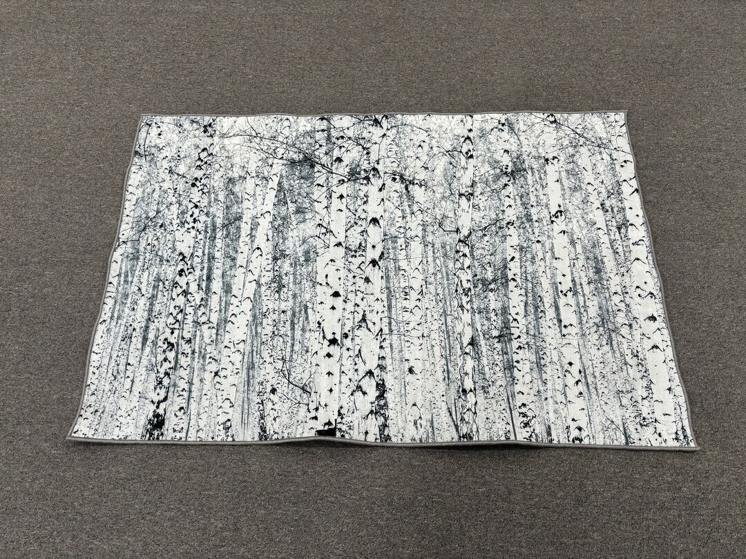 Black and White Rugs, Customs Rugs, Birch Forest Landscape Rugs, Birch ...