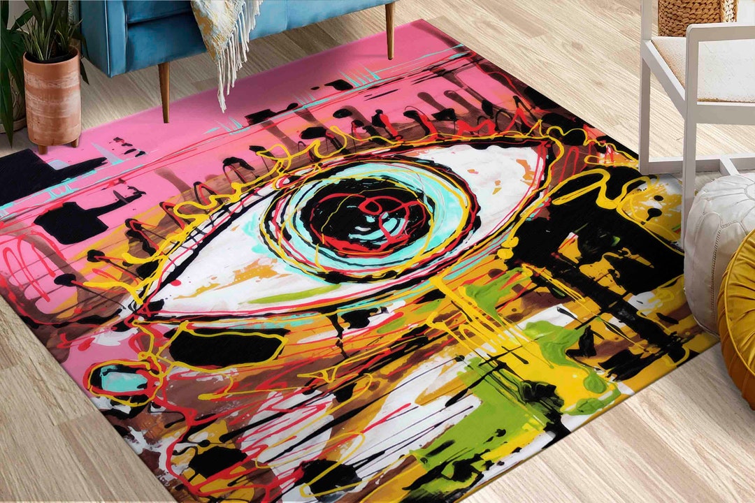 Modern Rugs, Eye Rugs, Gift for Her Rugs, Colorful Rug, Graffiti Rug ...