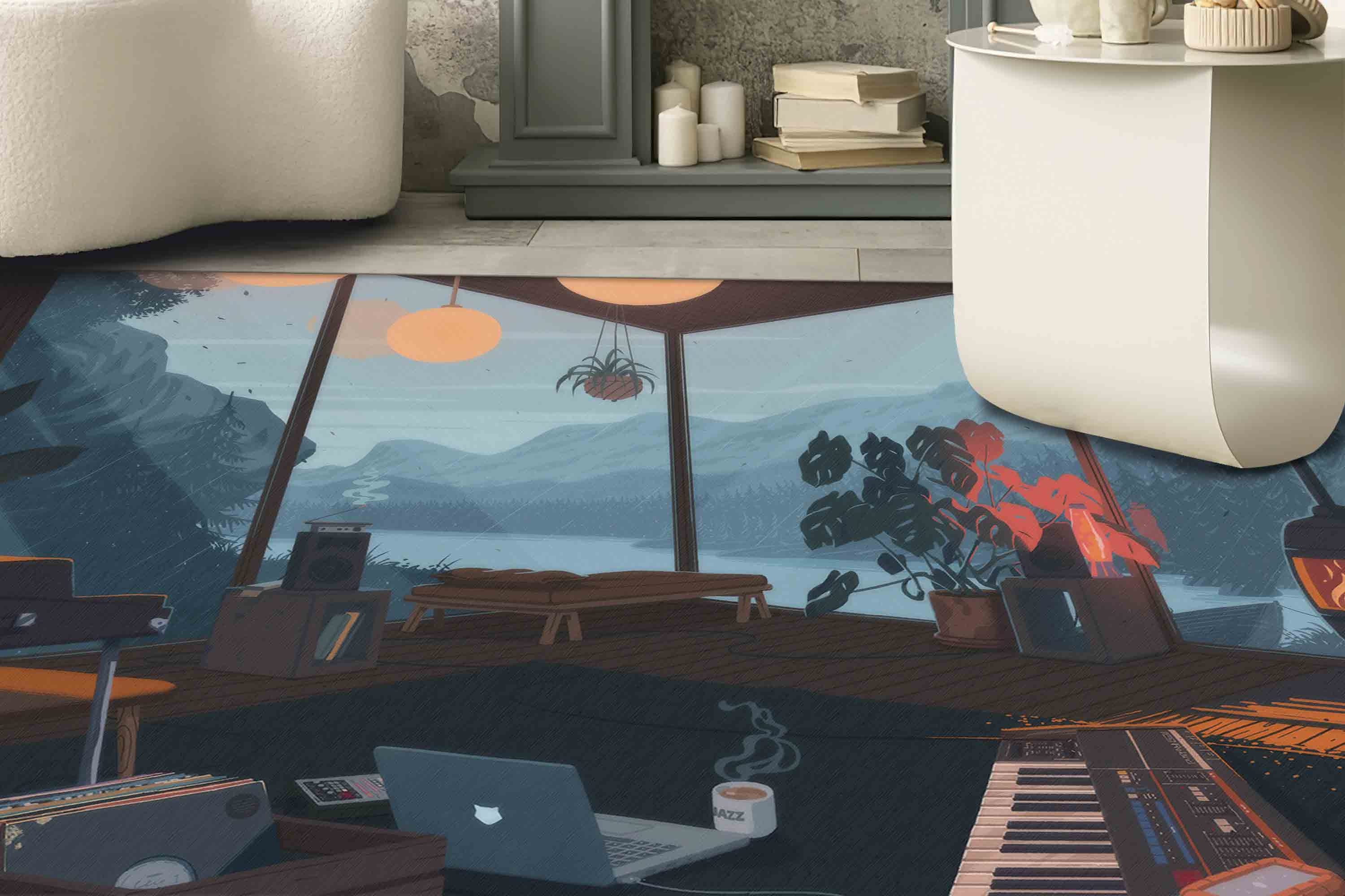 Lo-fi Style Anime Room Rugs Office Rug Cute Rugs Modern - Etsy