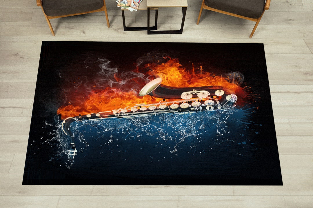 Saxophone Rug, Fire and Water Rugs, Jazz Rugs, Jazz Music Rug, Music ...