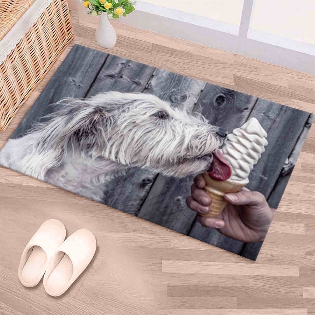 Dog Eating Ice Cream Rugs, Bath Rugs, Personalizeds Rugs, Dog Rug, Door ...
