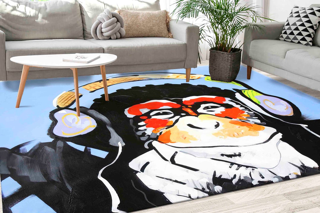 Thinking Monkey Painting Rug, Banksy Thinkin Monkey Rugs, Animal Rugs ...