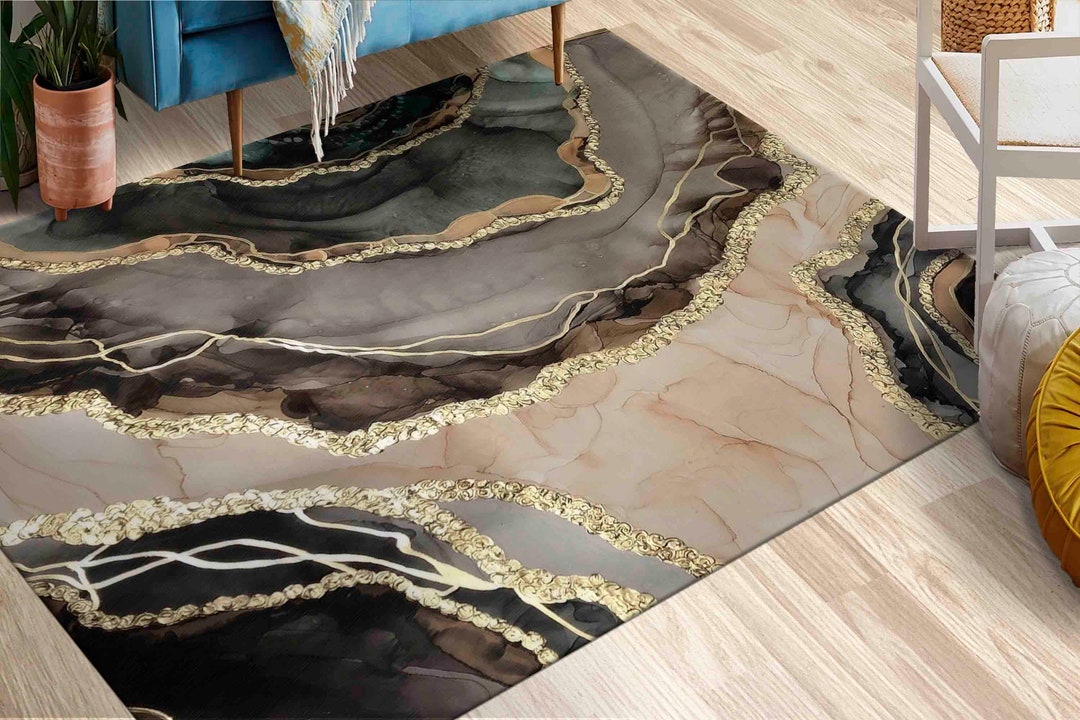 Brown Marble Rugs, Chenille Rugs, Modern Rugs, Home Decor Rug, Modern ...