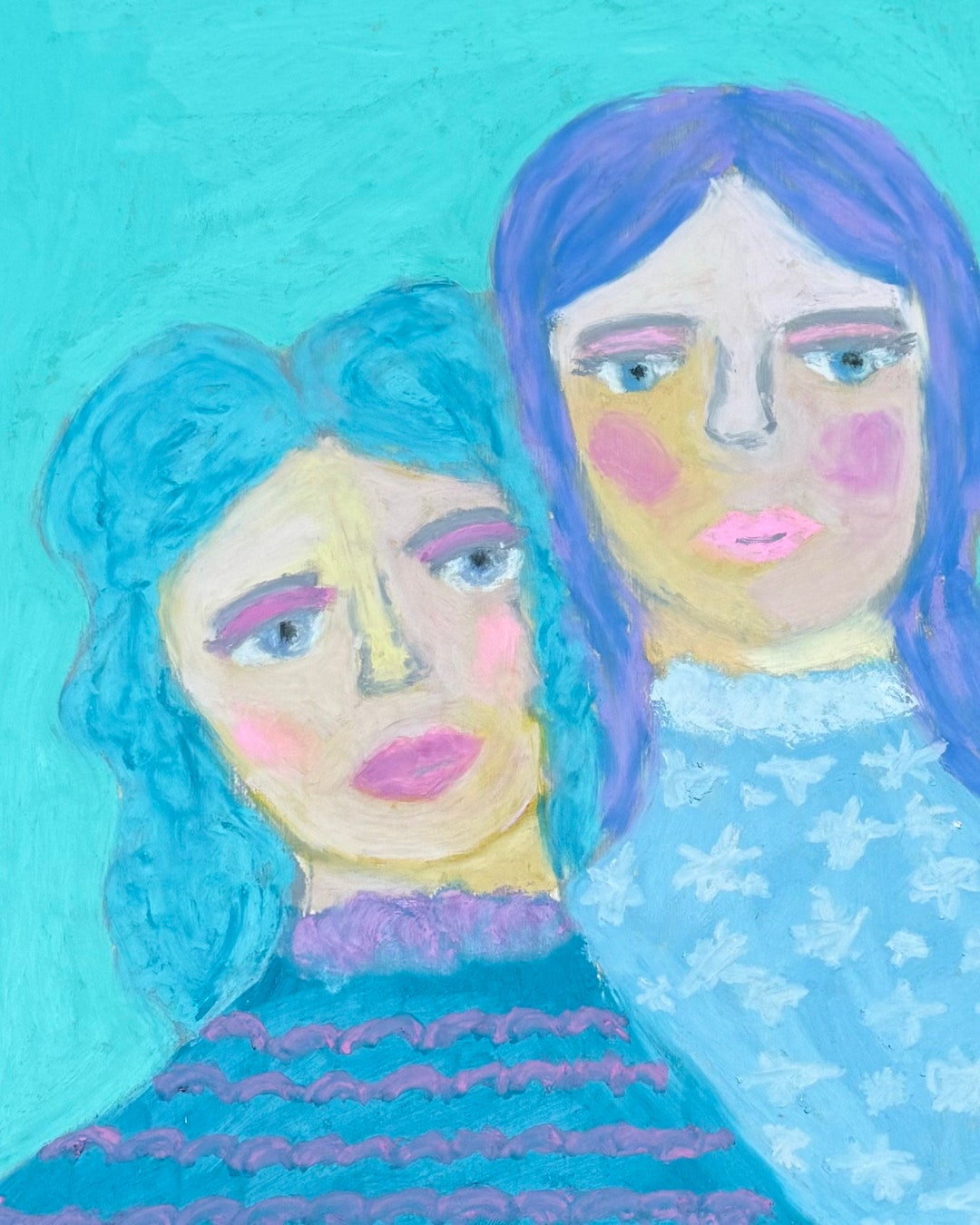 Oil Pastel Hand Drawn Art Portrait, Colorful, Wall Art, Decoration ...