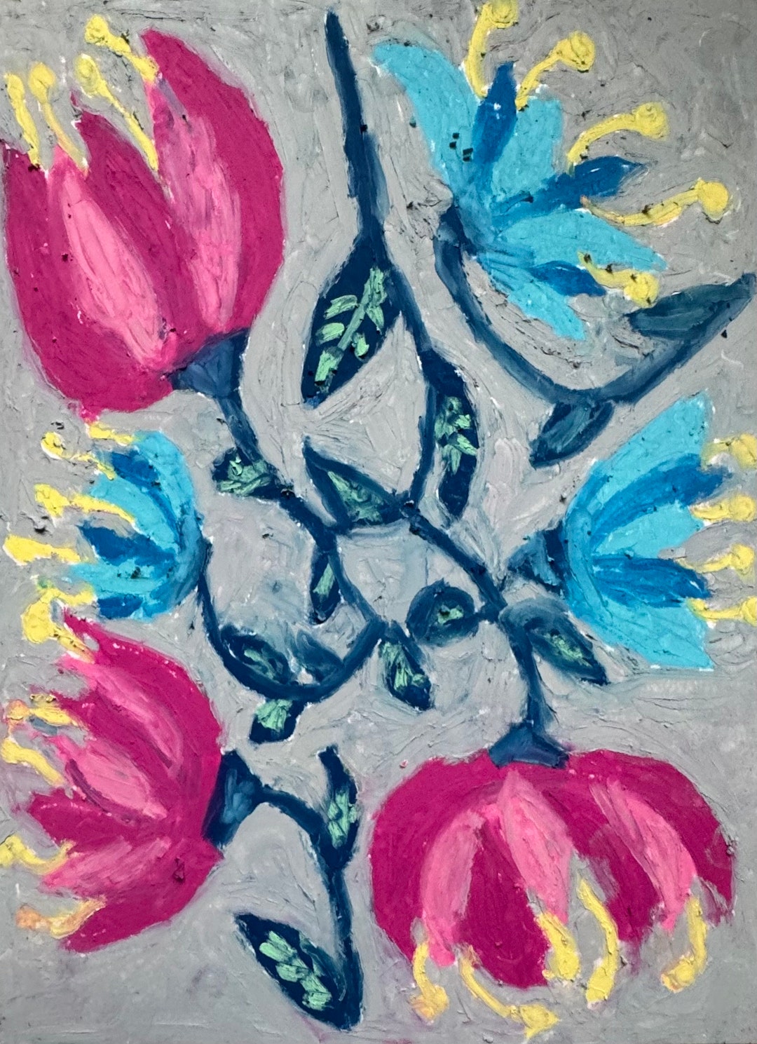 Oil Pastel Hand Drawn Art Original Drawing, One of a Kind, Home Decor ...