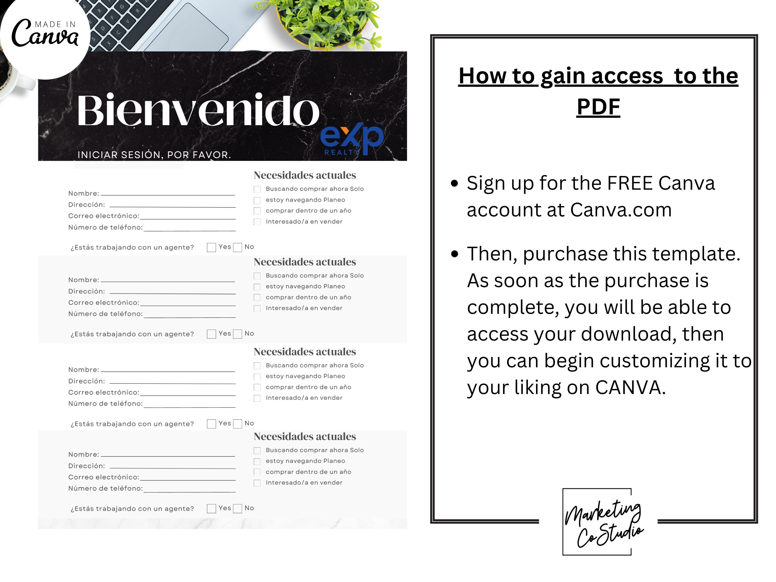 EXP Spanish Open House Sign-in Sheet | Real Estate Marketing | Instant ...