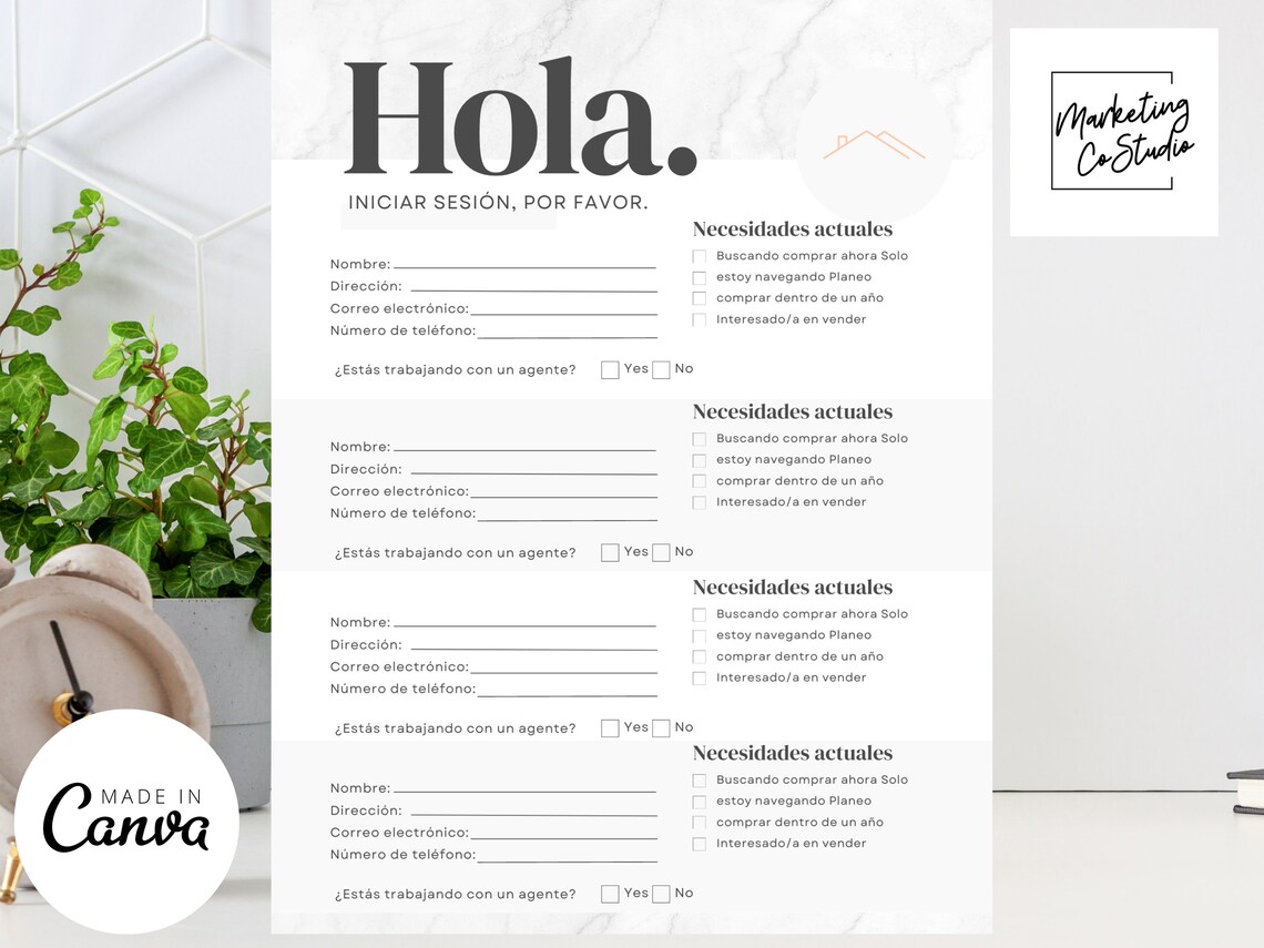 Spanish Open House Sign-in Sheet| Bienes Raíces| Casa Exhibicion, Canva ...