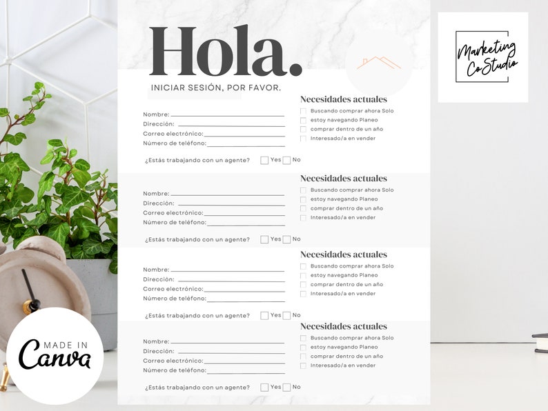 Spanish Open House Sign-in Sheet| Bienes Raíces| Casa Exhibicion, Canva ...