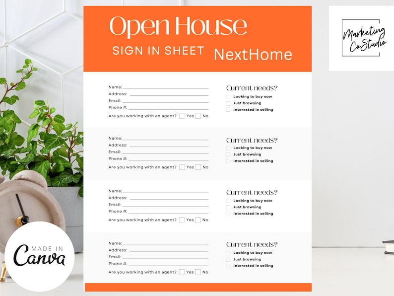 Nexthome Open House Sign-in Sheet | Real Estate Marketing | Instant ...