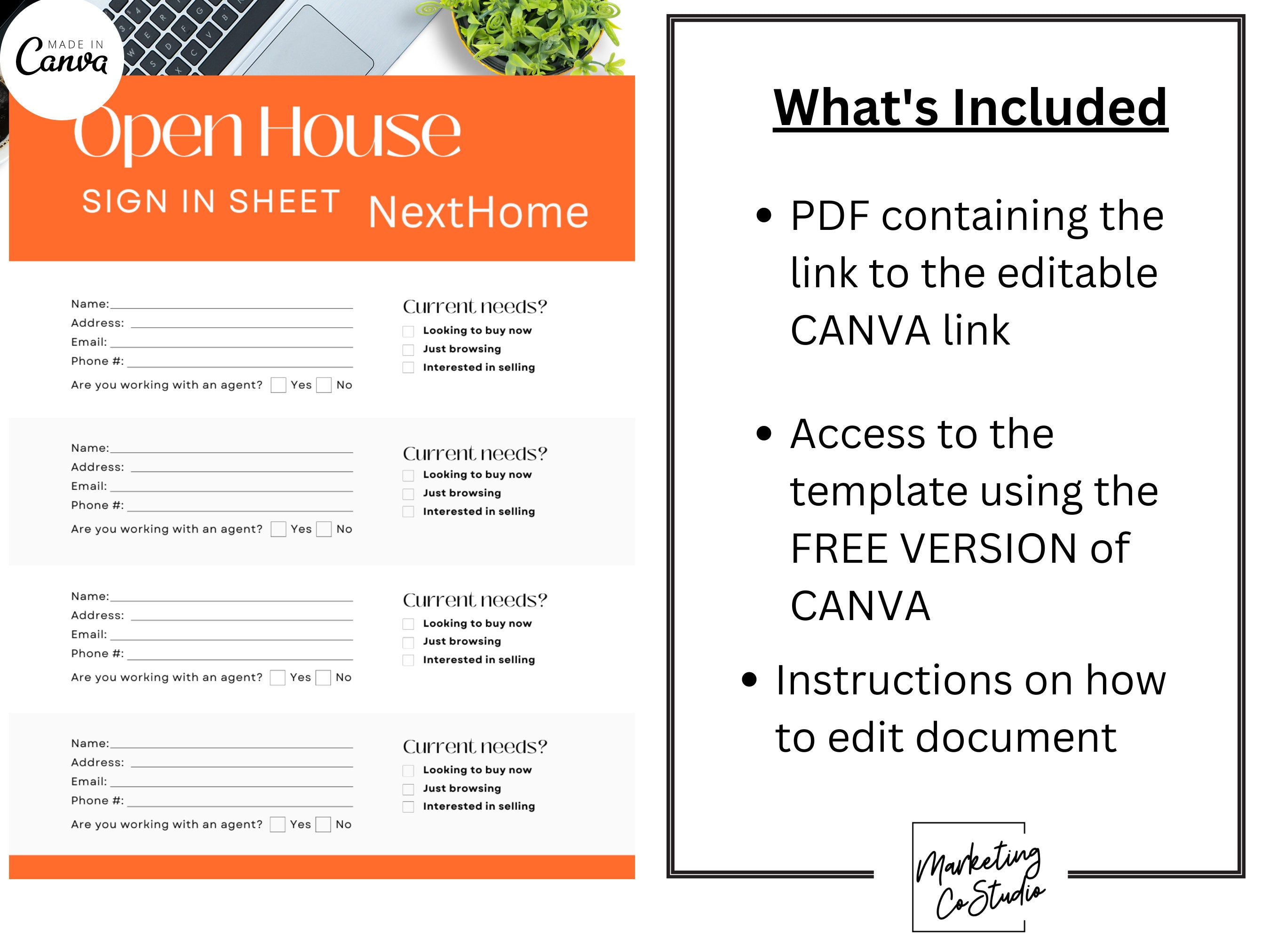 Nexthome Open House Sign-in Sheet | Real Estate Marketing | Instant ...