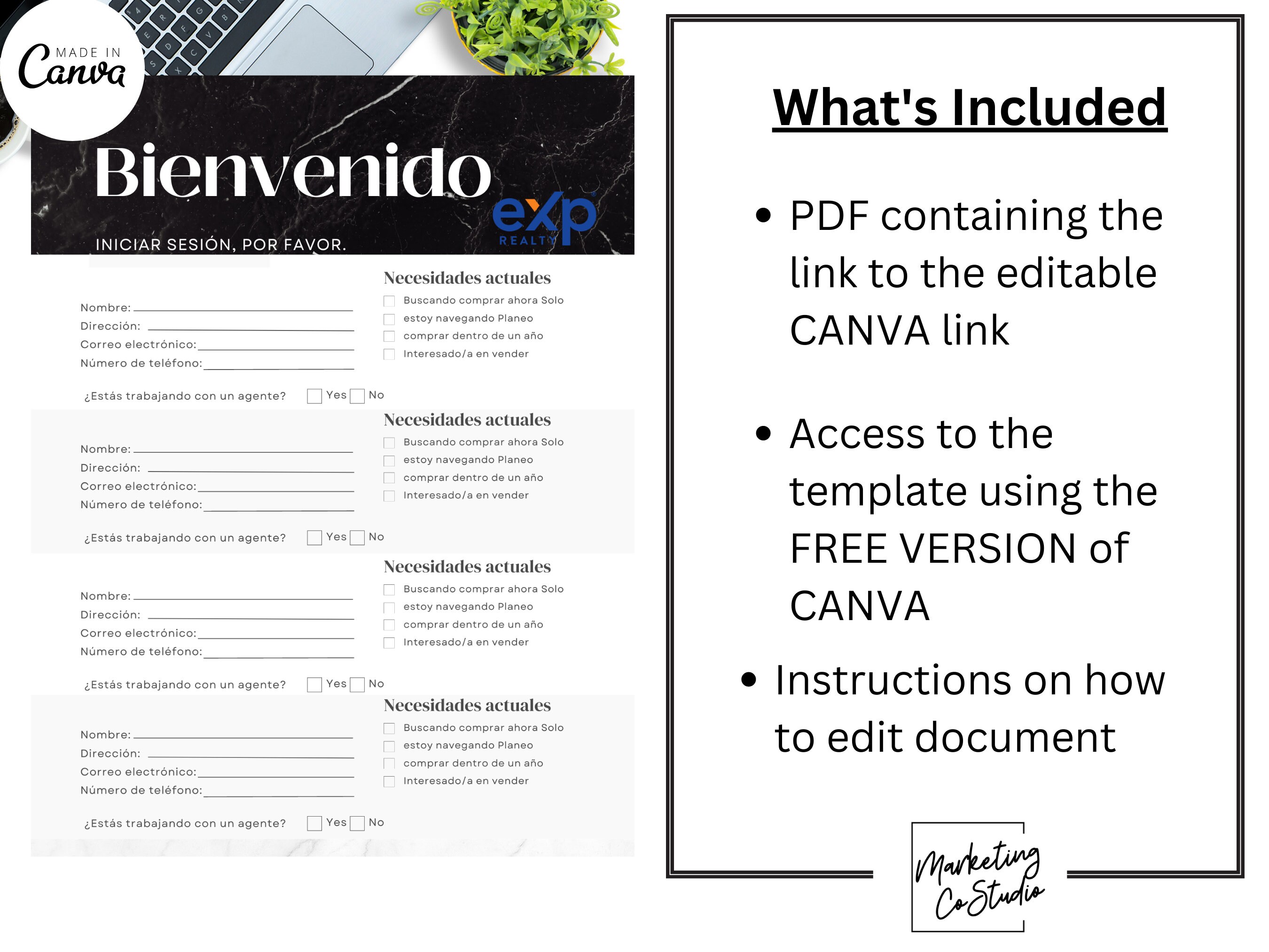 EXP Spanish Open House Sign-in Sheet | Real Estate Marketing | Instant ...