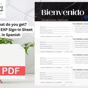 EXP Spanish Open House Sign-in Sheet | Real Estate Marketing | Instant ...