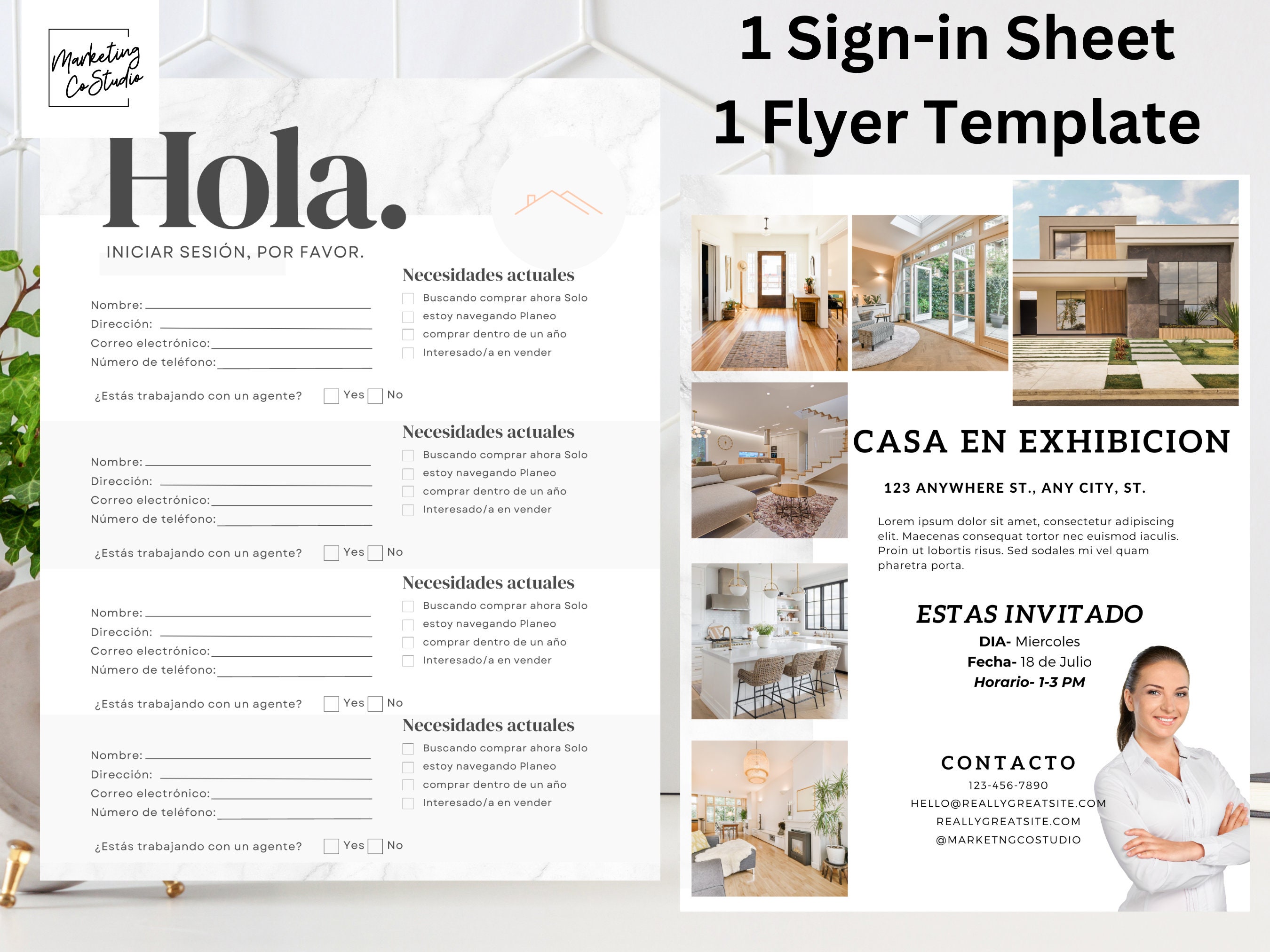 Spanish Open House Sign-in Sheet| Bienes Raíces| Casa Exhibicion, Canva ...