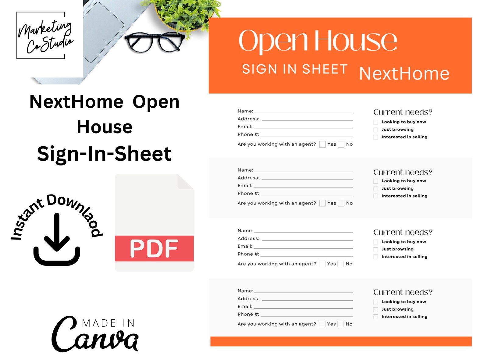 Nexthome Open House Sign-in Sheet Real Estate Marketing Instant ...