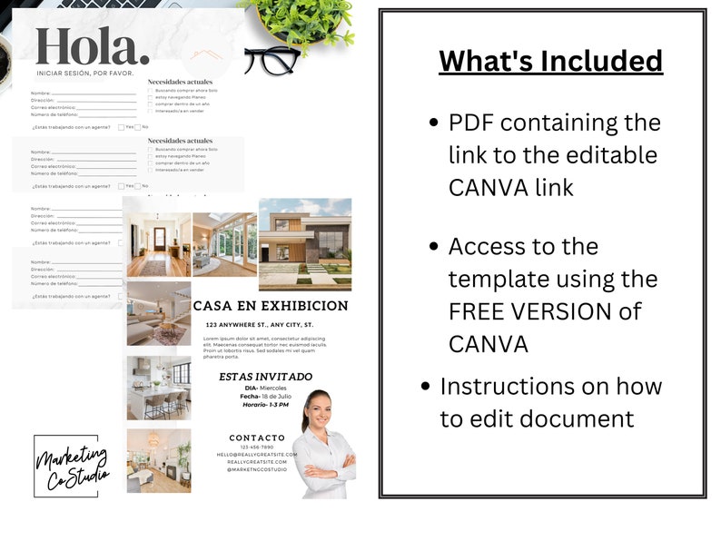 Spanish Open House Sign-in Sheet| Bienes Raíces| Casa Exhibicion, Canva ...