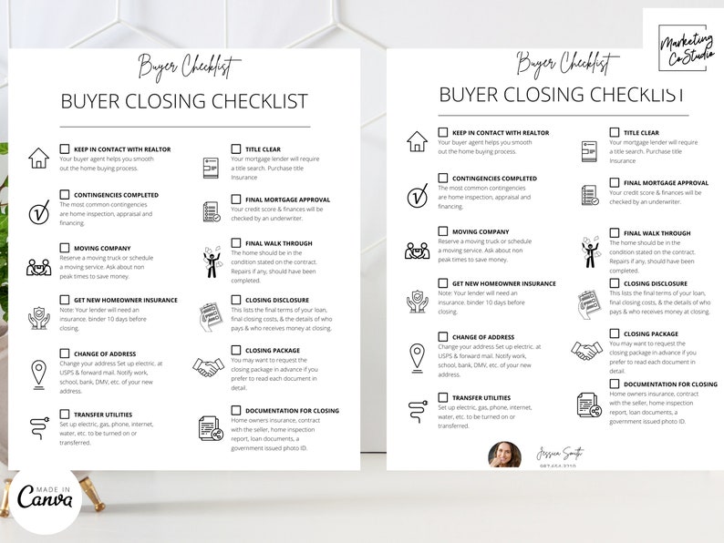 Buyer Closing Checklist| Real Estate Marketing| Homebuyer| Realtor ...
